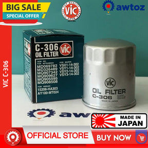 VIC C-306 Oil Filter for Mitsubishi L200,L300, Montero, Lancer, Strada ...