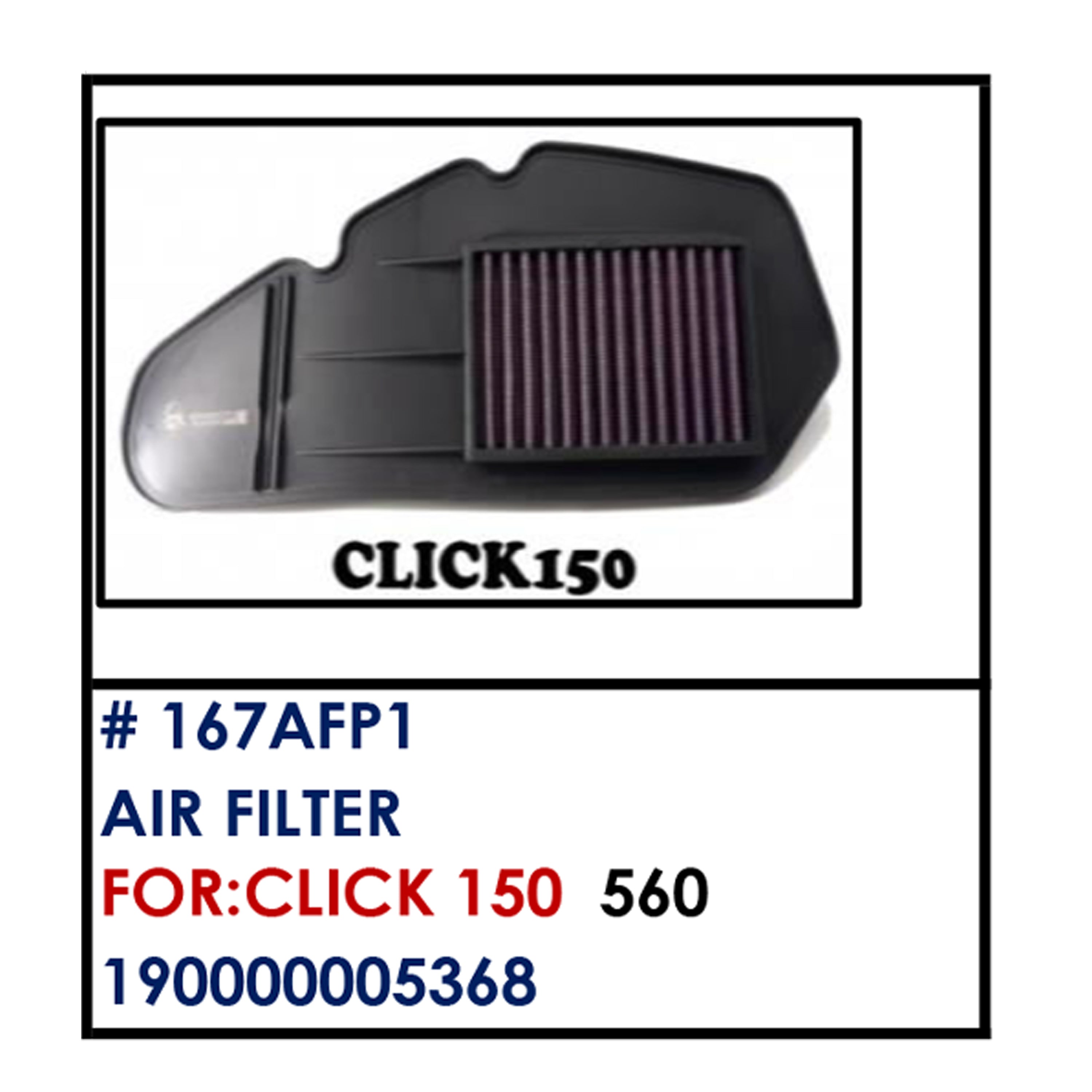 AIR FILTER PREMIUM (167AFP1) - CLICK 150 – BESTPARTS.PH